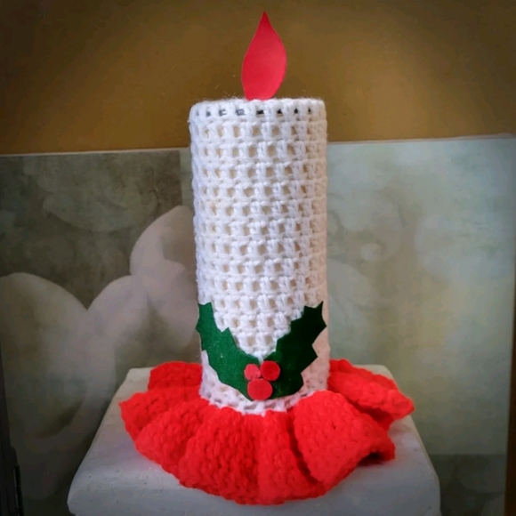 Hand Crafted | Holiday | Vintage Crocheted Candle Christmas Standing ...